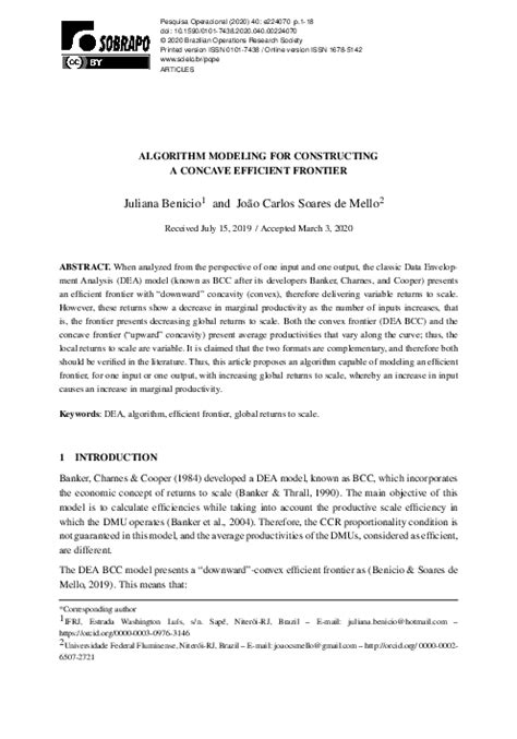 Pdf Algorithm Modeling For Constructing A Concave Efficient Frontier