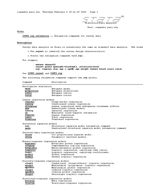Comando Svy Stata Pdf Logistic Regression Regression Analysis