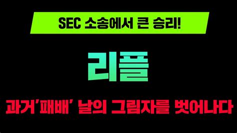 리플 Sec 소송에서 큰 승리 과거 패배 날의 그림자를 벗어나다 Youtube