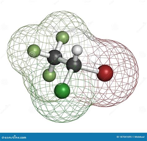 Halothane General Anesthetic Drug Molecule Cartoon Vector