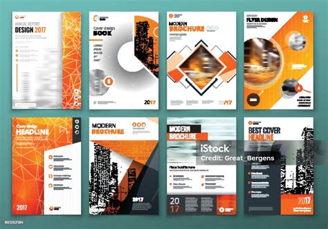 디자인 모음을 커버 안내 책자 보고서 카탈로그 잡지도 서 소책자를 위한 오렌지 기업 비즈니스 템플릿 현대적인 요소와 추상 배경 레이아웃입니다 크리에이 티브 벡터 개념