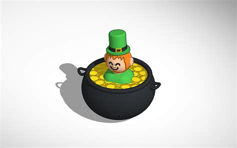 3d Design Leprechaun In A Pot Of Gold Tinkercad