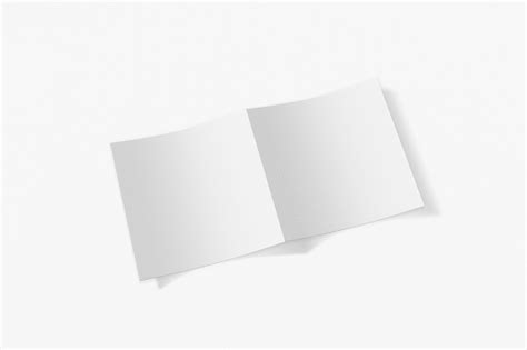 모크 업 광장 소책자 브로셔 부드러운 커버와 현실적인 그림자와 흰색 배경에 고립 된 초대 3d 렌더링 0명에 대한 스톡 사진 및