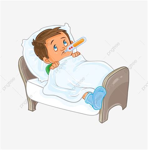 больной клипарт мальчик вектор Png рисунок вектор больной мальчик лежит в постели с