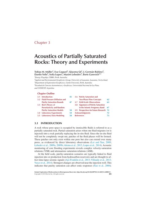 Pdf Chapter 3 Acoustics Of Partially Saturated Rocks Theory And Experiments