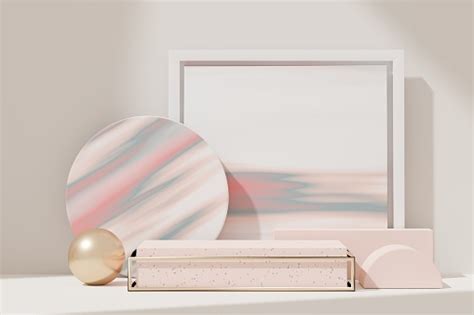 3d 추상 흰색 플랫폼 쇼케이스 제품 및 화장품 프레젠테이션 Terrazzo 아이디어 개념 모형 및 광고를 위한 최소 연단 웹 배너에 대한 기하학적 디자인 장면을 렌더링