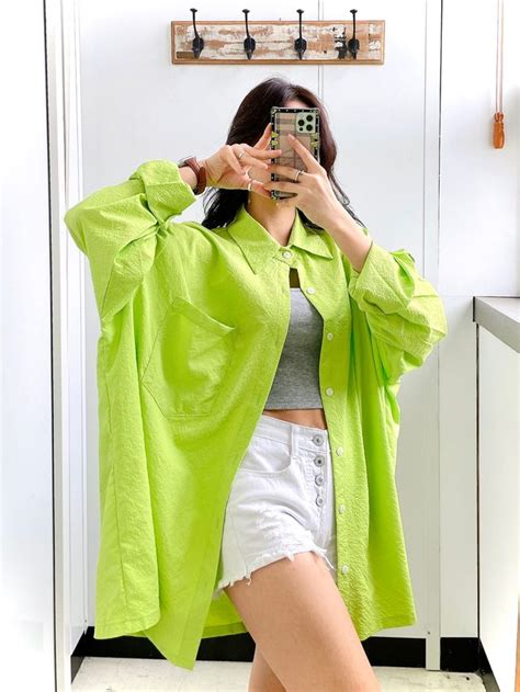 경루 여름아우터인기 ﻿뮤즈 남방 셔츠 오버핏 여름 블라우스 롱셔츠 위시버킷