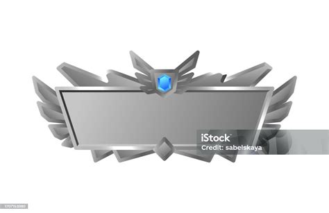 인터페이스 Ui 게임 강철 메달 크리스탈이 있는 벡터 만화 순위 직사각형 보드 판타지 게임 버튼용 금속 프레임 가장자리에 대한 스톡 벡터 아트 및 기타 이미지 Istock