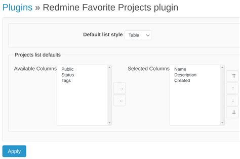 default settings redmineup help favorite projects plugin documentation