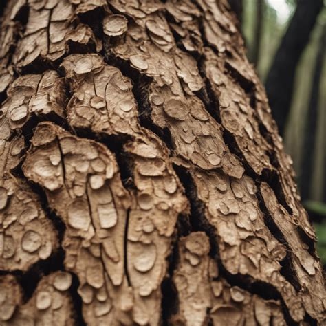 A Piece Of Tan Bark In A Forest Emphasizing The Details And Textures