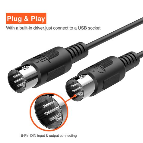 Lekato Usb Midi Cable Midi To Usb Cable 6 5ft