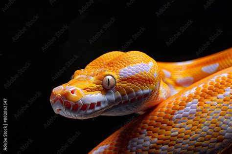 Poster Orange Glow Motley Reticulated Python Malayopython Reticulatus Reticulatus Py Wall