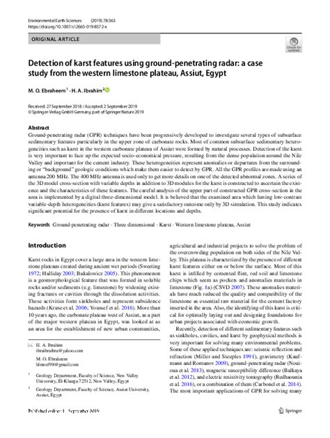 Pdf Detection Of Karst Features Using Ground Penetrating Radar A
