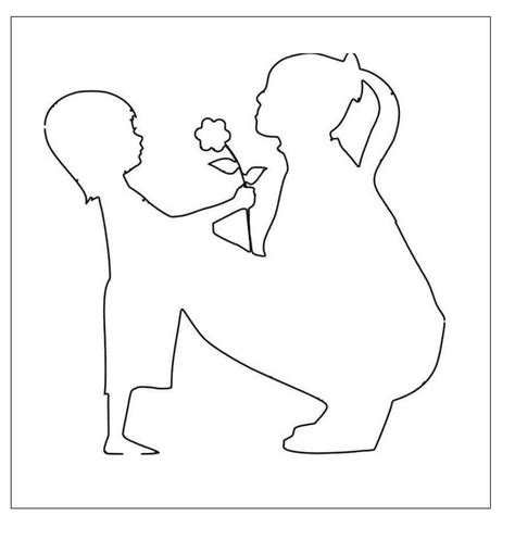 نقاشی روز مادر ساده و زیبا برای رنگ آمیزی و تبریک مینویسم