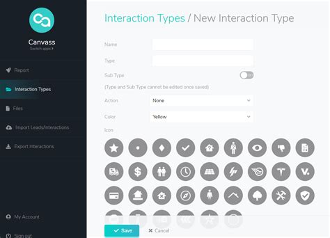 How Do I Customize Interaction Types For The Canvass App Canvass