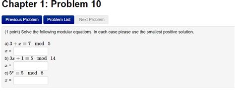 Solved 1 Point Solve The Following Modular Equations In