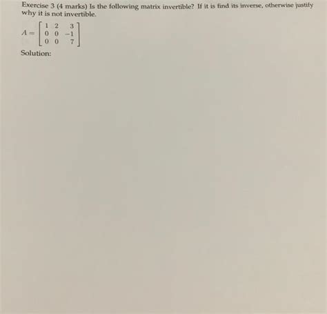 solved exercise 3 4 marks is the following matrix