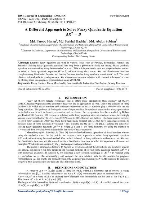 Pdf A Different Approach To Solve Fuzzy Quadratic Equation 𝑨𝑿𝟐𝑩