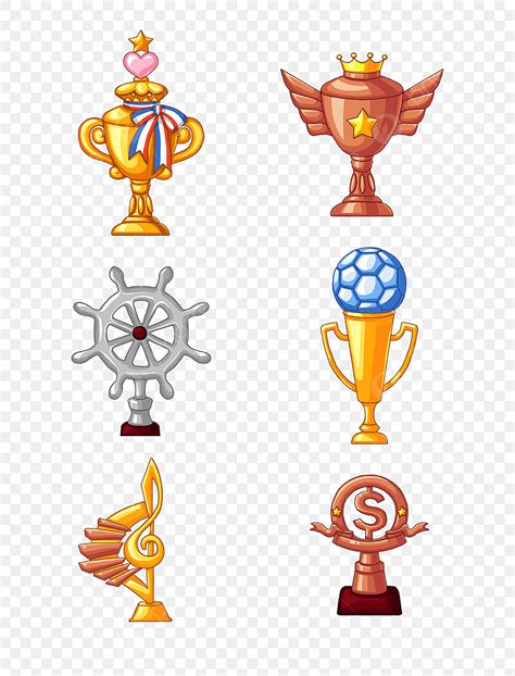명예 우승 트로피 일러스트 요소 집합 그림 명예 트로피 사진 세트 Png 일러스트 및 Psd 이미지 무료 다운로드 Pngtree