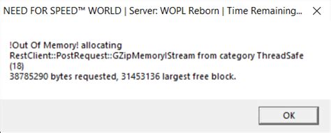 Game Error At Login Out Of Memory Issue SoapboxRaceWorld GameLauncher NFSW GitHub