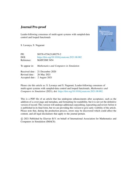 Pdf Leader Following Consensus Of Multi Agent Systems With Sampled Data Control And Looped