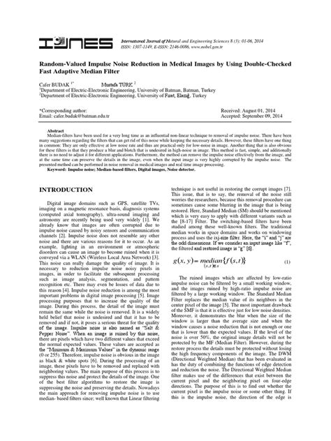 Random Valued Impulse Noise Reduction In Medical Images By Using Double