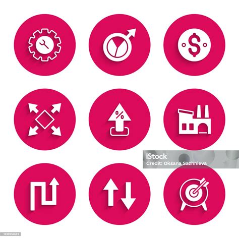 백분율 설정 화살표 화살표 대상 공장 여러 가지 방법 방향 달러 기호와 렌치와 기어 아이콘 벡터 0명에 대한 스톡 벡터 아트 및 기타 이미지 Istock