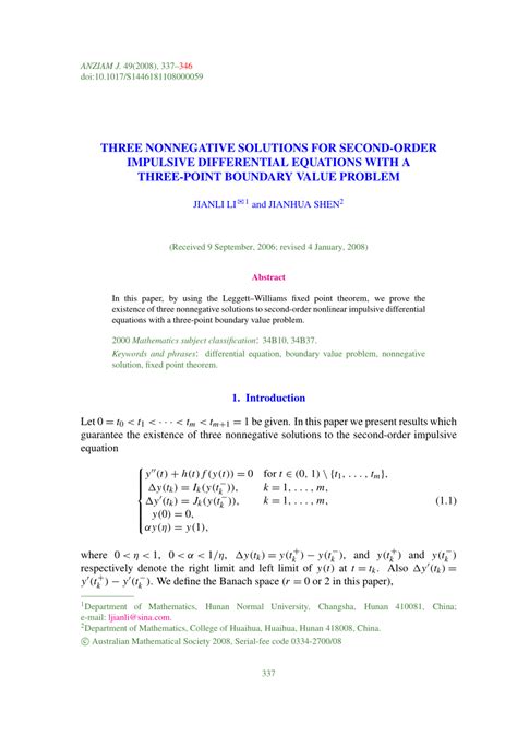 Pdf Three Nonnegative Solutions For Second Order Impulsive Differential Equations With Three