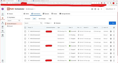 orchestrator does not run processes they only run through ui assistant