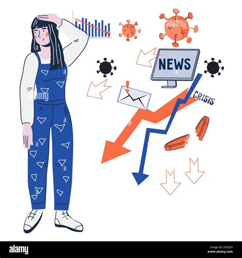 Young Woman Tired Of News Overloading Flat Cartoon Vector Illustration Isolated On White