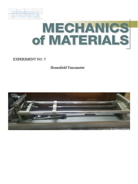 Experiment No 5 Hounsfield Tensometer Pdf Deformation Engineering Yield Engineering