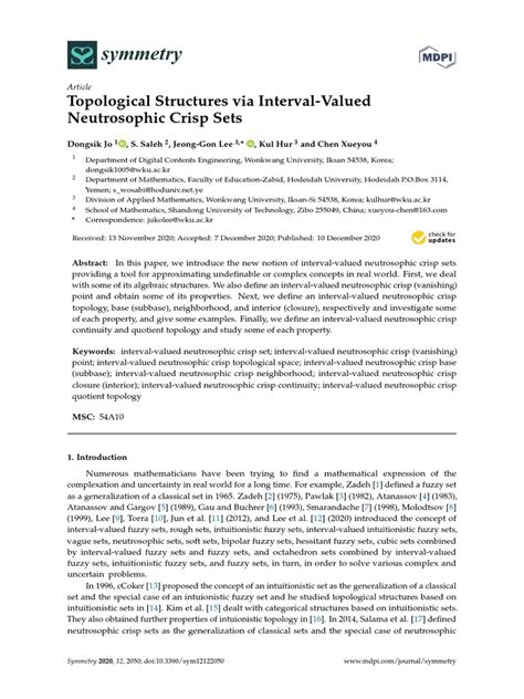 Topological Structures Via Interval Valued Neutrosophic Crisp Sets Pdf Empty Set Set