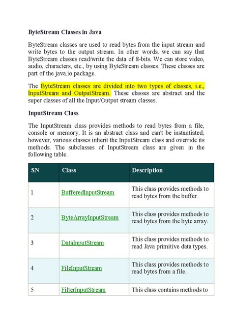 Byte Stream Classes In Java Bytestream Classes In Java Bytestream