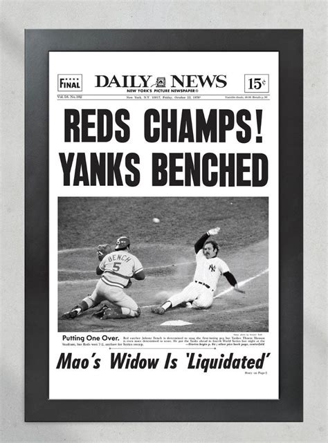 1976 Cincinnati Reds World Series Champions Framed Front Page Etsy