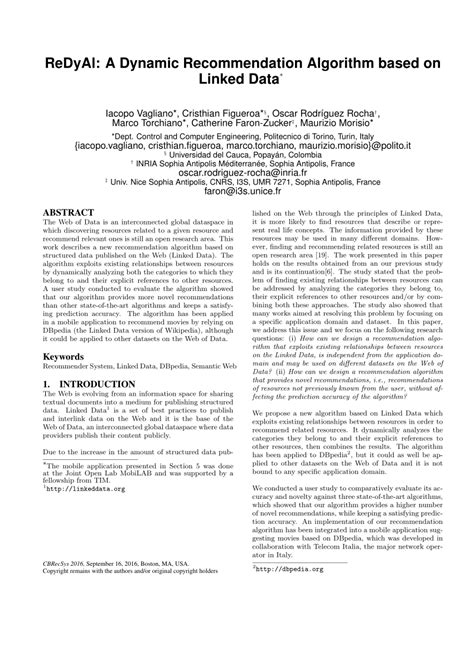 Pdf Redyal A Dynamic Recommendation Algorithm Based On Linked Data