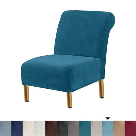 Aigia Armless Accent Chair Slipcovers Thick Velvet Slipper Accent Chair