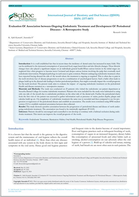 Pdf Evaluation Of Association Between Ongoing Endodontic Treatment And Development Of