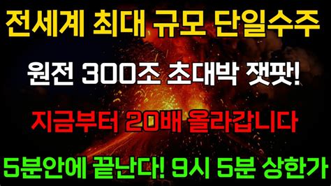 상한가 🔥전세계 최대 규모 단일수주 두산에너빌리티 말고 원전 300조 독점 수주 이 기업 세계 1위 됩니다 두산에너빌리티 5월주식전망 두산중공업 원전관련주