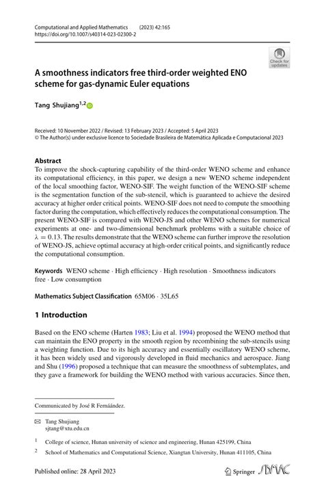 Pdf A Smoothness Indicators Free Third Order Weighted Eno Scheme For Gas Dynamic Euler Equations