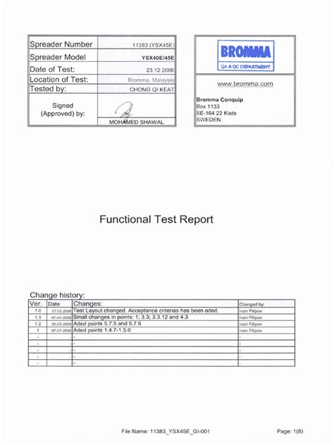 functional test report pdf