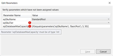 azure arm template expression as default value of parameter that is