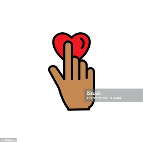 하트가있는 손 선형 색상 아이콘 접촉 아이콘은 응용 프로그램 아이콘 웹 아이콘 인포 그래픽에 사용할 수 있습니다 편집 가능한 스트로크 디자인 템플릿 벡터 2명에 대한 스톡