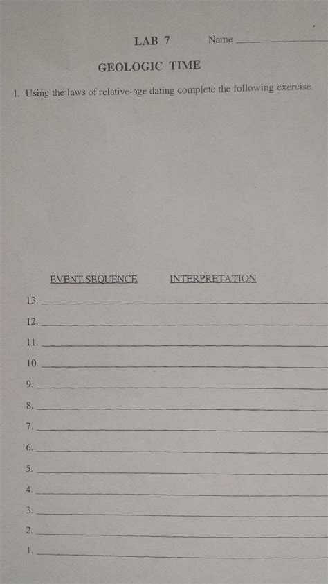 LAB Name GEOLOGIC TIME Using The Laws Of Chegg Com