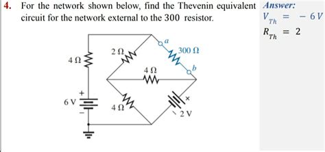 Solved For The Network Shown Below Find The Thevenin Eq