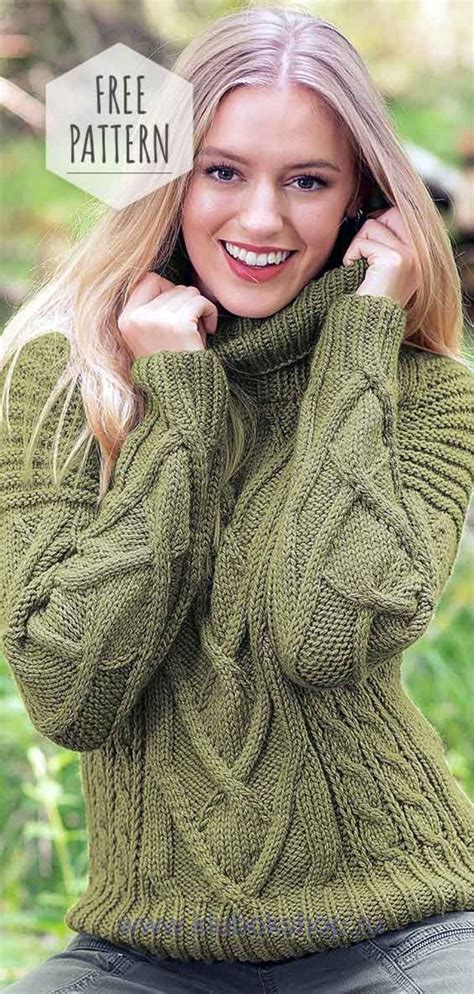 Turtleneck Sweater Free Pattern Cable Knit Sweater Pattern Sweater