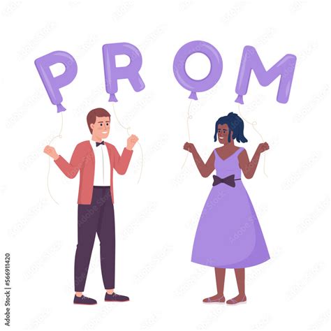 Friends Celebrating Prom Night And Dancing Semi Flat Color Vector