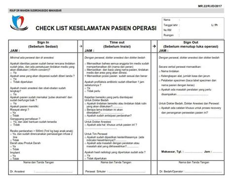 Mr22rid2017 Chekclist Keselamatan Pasien Operasi