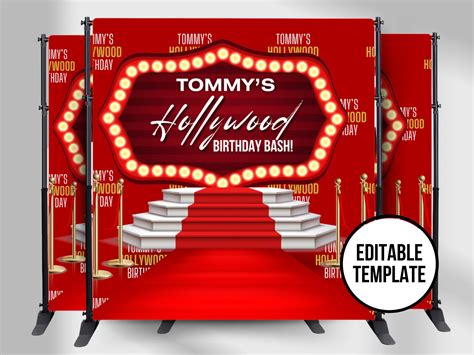 Hollywood Backdrop Photo Step Repeat Edtable Backdrop Photo Step An Funeral Program Templates