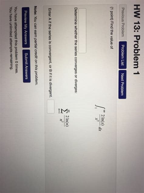 Solved Hw 13 Problem 1 Previous Problem Problem Lit Next