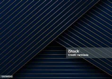 추상 골드 라인 대각선 패턴은 어두운 파란색 배경과 질감에 레이어를 겹칩니다 0명에 대한 스톡 벡터 아트 및 기타 이미지 0명 3차원 형태 가리기 Istock